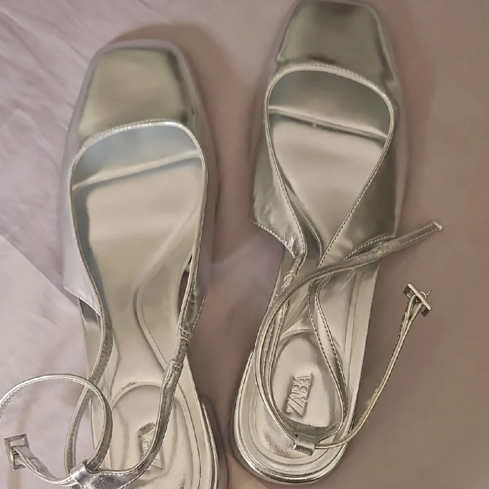 Zara | Shoes | Zara Silver Sandals Minimalist Design | Poshmark